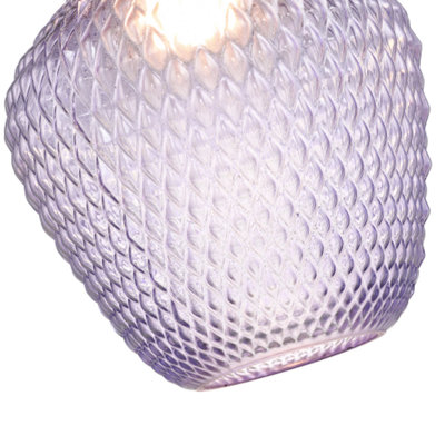 Designer Soft Lilac and Purpler Curvy Diamond Etched Glass Pendant Lamp ...