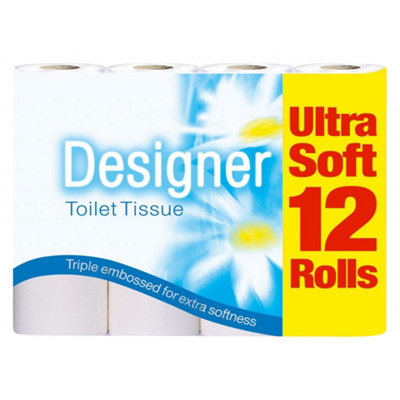 Designer Toilet Roll (Pack Of 12) White (One Size)