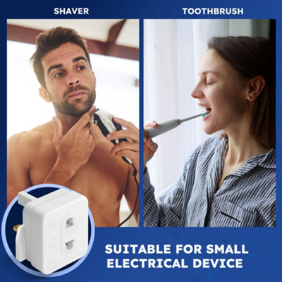 Desiretech 2 Pack UK Shaver Adaptor Plug Fused 1A 250V 2 Pin to 3 Pin ...