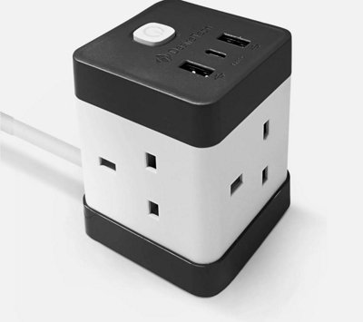 DESIRETECH CUBE EXTENSION LEAD WITH USB SLOTS (1.5M WIRE CORD), 4 AC ...