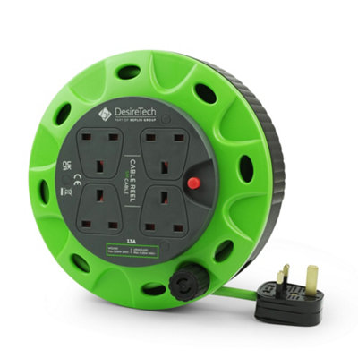 Desiretech Heavy-Duty Portable Cable Reel Extension Lead with 4 ...