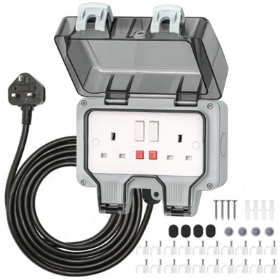 Desiretech Outdoor Double Switched Socket with 10m Cable IP66 ...
