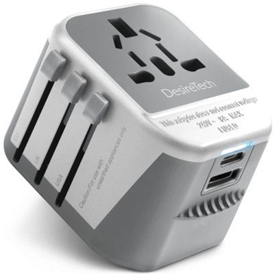 Desiretech Travel Adaptor 4-in-1 Universal Plug Adapter with USB-A, USB ...