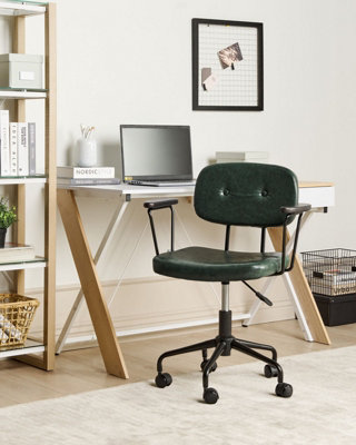 DESK CHAIR ALGERITA FAUX LEATHER DARK GREEN