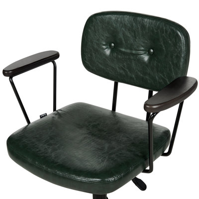 DESK CHAIR ALGERITA FAUX LEATHER DARK GREEN