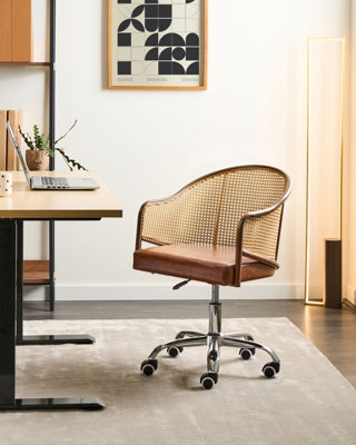 Desk Chair REDDING Faux Leather Brown