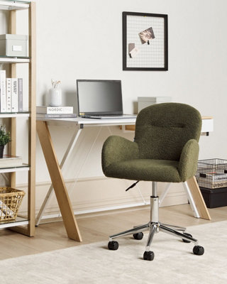 Desk Chair Swivel PRIDDY Boucle Dark Green