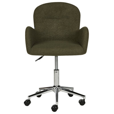Desk Chair Swivel PRIDDY Boucle Dark Green
