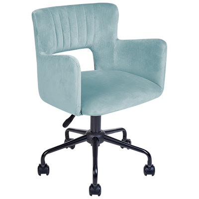 Desk Chair Swivel SANILAC Velvet Mint Green