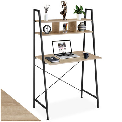 Desk Exeter - overhead storage shelves, 3 compartments - industrial ...