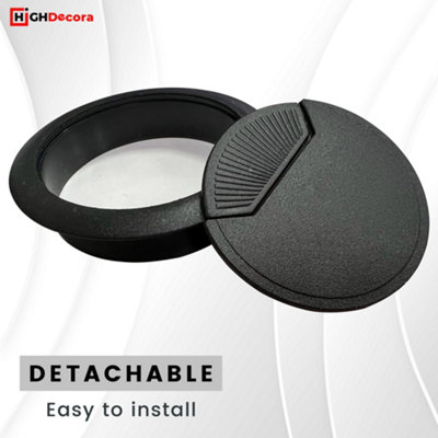 Desk Grommet, Cable Wire Grommet, Computer Desk Wire Hole Cover, Wire Organiser Set of 8 (Black ...