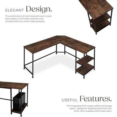 Desk Hamilton - corner unit, shelf with 2 storage compartments 138 cm ...