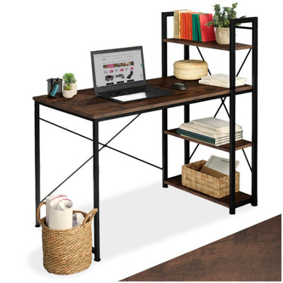 Desk Hershey - integrated shelf with 3 compartments - Industrial wood ...