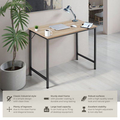 Desk Jenkins - computer, writing, study table 140 cm - industrial wood ...