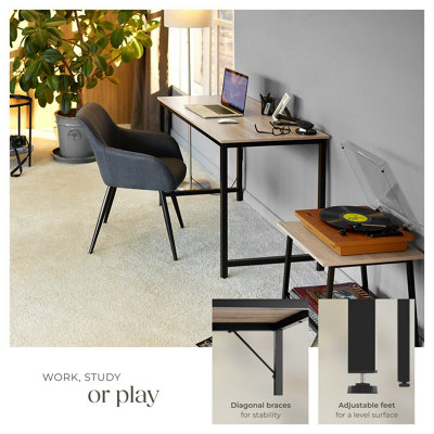 Desk Jenkins - computer, writing, study table 140 cm - industrial wood ...