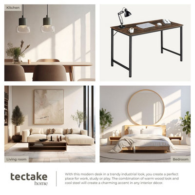 Desk Jenkins - computer, writing, study table - Industrial wood dark ...