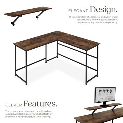 DESK MELROSE - CORNER DESK WITH A MOVABLE MONITOR STAND 130 CM ...