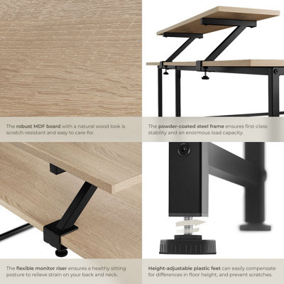 DESK MELROSE - CORNER DESK WITH A MOVABLE MONITOR STAND 130 CM ...
