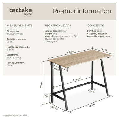 Desk Newton - computer, laptop, writing table 50 cm - industrial wood ...