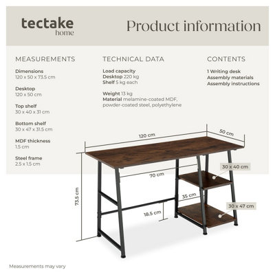 Desk Paisley - trapezoidal frame, shelf with 2 storage compartments 50 ...