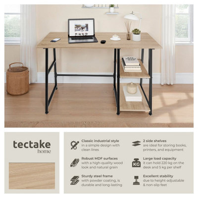 Desk Paisley - trapezoidal frame, shelf with 2 storage compartments ...