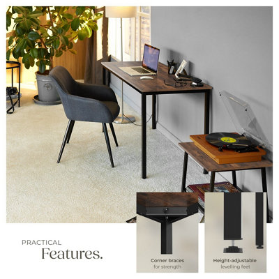 Desk Vanport - height-adjustable plastic feet 60 cm - Industrial wood ...