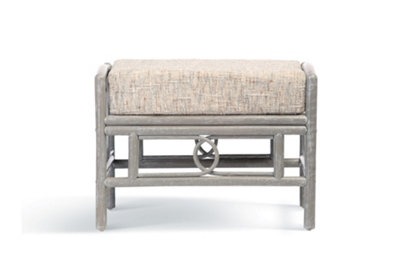 Desser Madrid Grey Natural Rattan Footstool Real Cane Indoor Cushioned ...