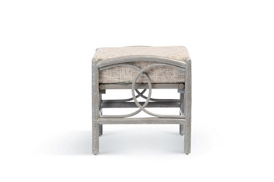 Desser Madrid Grey Natural Rattan Footstool Real Cane Indoor Cushioned ...