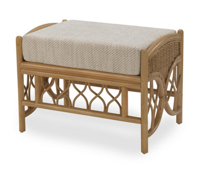 Desser Oslo Light Oak Natural Rattan Footstool Real Cane Indoor ...