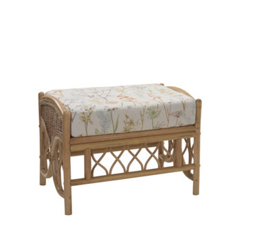 Desser Oslo Light Oak Natural Rattan Footstool Real Cane Indoor ...
