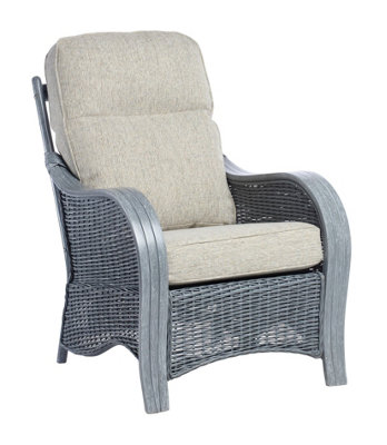 Desser Turin Grey Rattan Conservatory Armchair Real Cane Natural Rattan ...