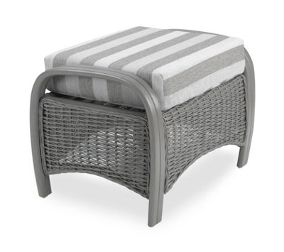 DESSER TURIN GREY RATTAN FOOTSTOOL REAL CANE NATURAL RATTAN INDOOR ...