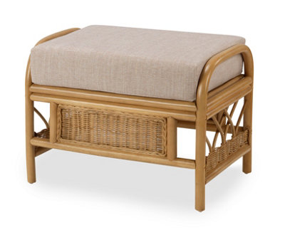 Desser Viola Light Oak Natural Rattan Footstool Real Cane Indoor ...
