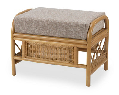 Desser Viola Light Oak Natural Rattan Footstool Real Cane Indoor ...
