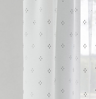 Destiny Silver Metallic Dimond Print On Sheer Fabric - Pair 140 x 137cm ...