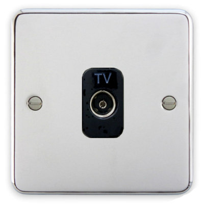 Deta 1940CHB TV Aerial Coaxial Socket 1 Gang (Polished Chrome / Black ...