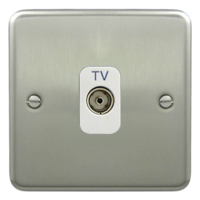 Deta 1940SCW TV Aerial Coaxial Socket 1 Gang Isolated Satin Chrome ...