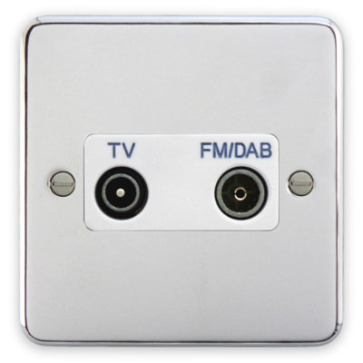Deta 1941CHW TV & FM / DAB Diplexer Aerial Socket Polished Chrome ...