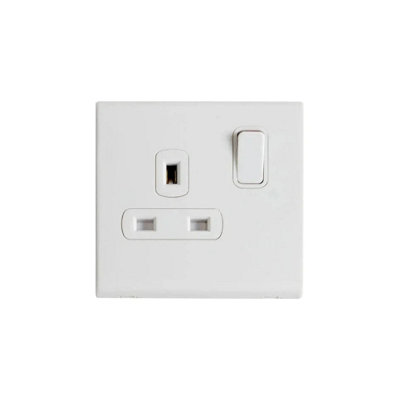 Deta 8631WHW Slimline Screwless 13A DP 1 Gang Switched Single Socket White