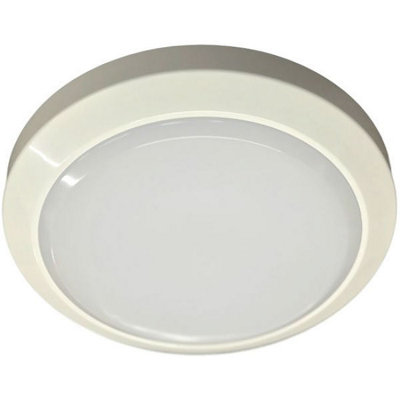 Deta L1021WH Stratus Circular LED Bulkhead Light Fitting IP65 - 14 Watt White at B&Q