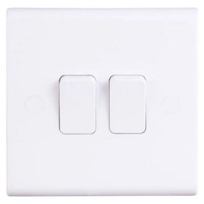Deta S1204 Slimline Light Switch 2 Gang 10 Amp SP 2 Way | DIY at B&Q