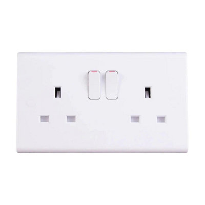 Deta S1209S Slimline 13A 2 Gang Switched Single Socket