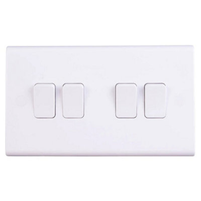 Deta S1244 Slimline Light Switch 4 Gang 2 Way SP 10 Amp