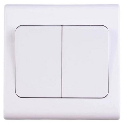 Deta S1346 Slimline Wide Rocker Light Switch 2 Gang 2 Way SP 10 Amp at B&Q