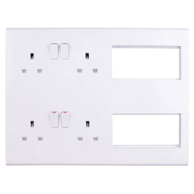 Deta S1985 Slimline Multimedia Lounge Plate with 4 x 13A Sockets + 8 ...