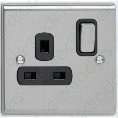 Deta SD1207SSB Switch Socket Outlet 13 Amp 1 Gang (Stainless Steel ...