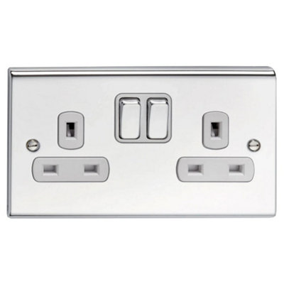 Deta SD1209CHW Slimline Décor Switched Socket Outlet 13 Amp DP 2 Gang ...