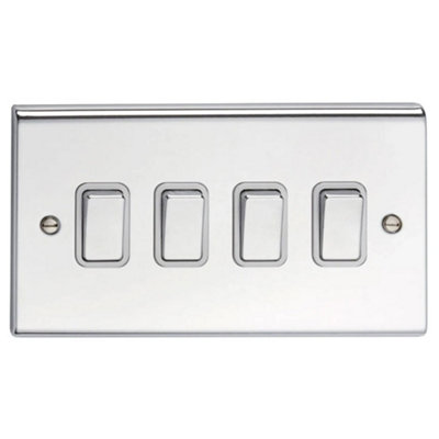 Deta SD1244CHW Slimline Décor Light Switch 10 Amp 4 Gang 2 Way ...