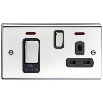 Deta SD1302PCHB Cooker Control Unit with Socket & Neons - 45 Amp ...