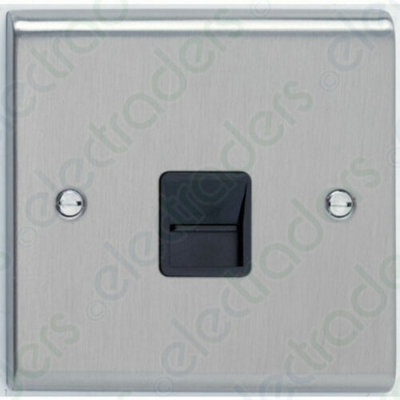 Deta SD1353SSB Telephone Socket - Secondary (Stainless Steel / Black ...